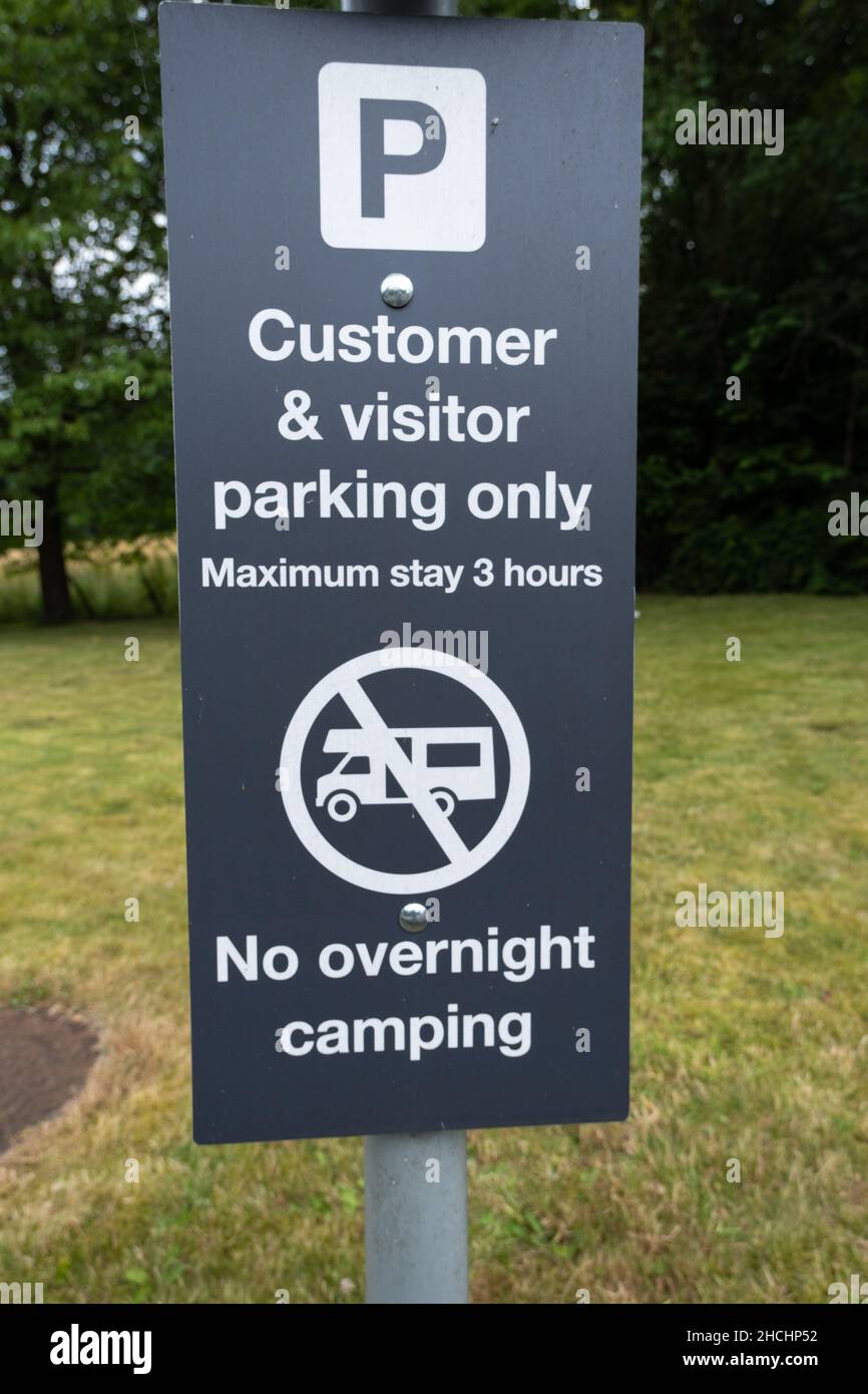 Customer and visitor parking only, no overnight camping sign, Scotland ...