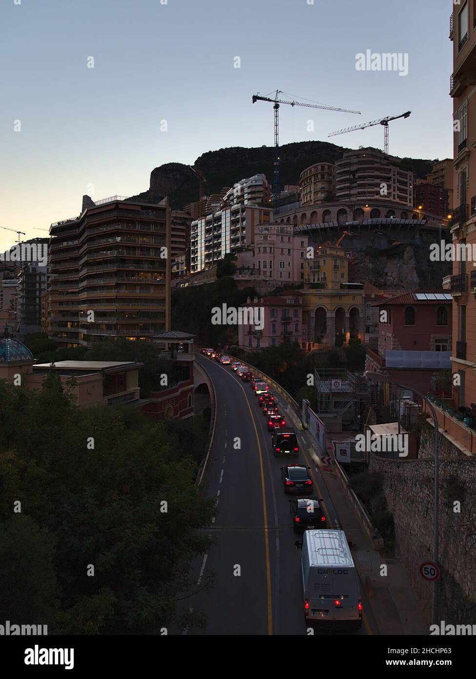 View of the downtown of Principality of Monaco at the French Riviera in ...