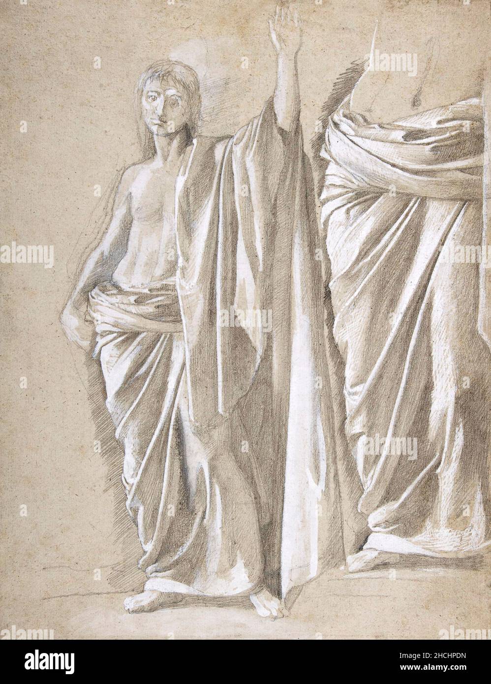 Study of a Draped Figure (1857–1858) drawing in high resolution by ...