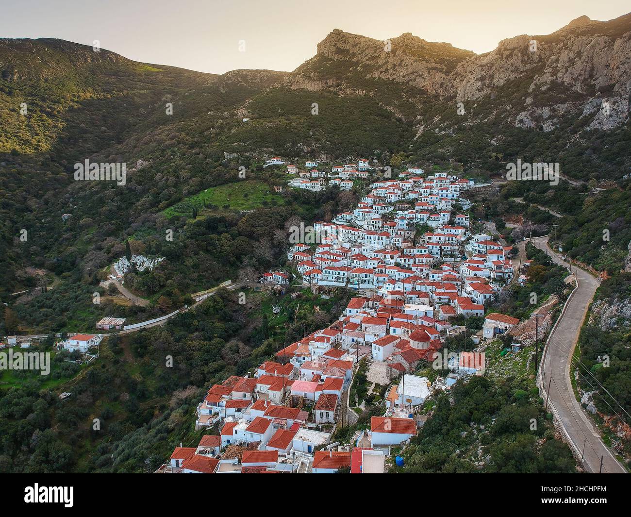 Panoramic view of the Historical Byzantine village Velanidia near cape ...