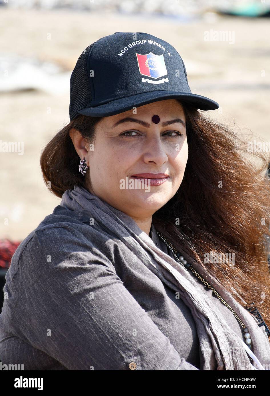 Bollywood actress, Ayesha Jhulka seen at an event to clean Versova beach in Mumbai. (Photo by ...