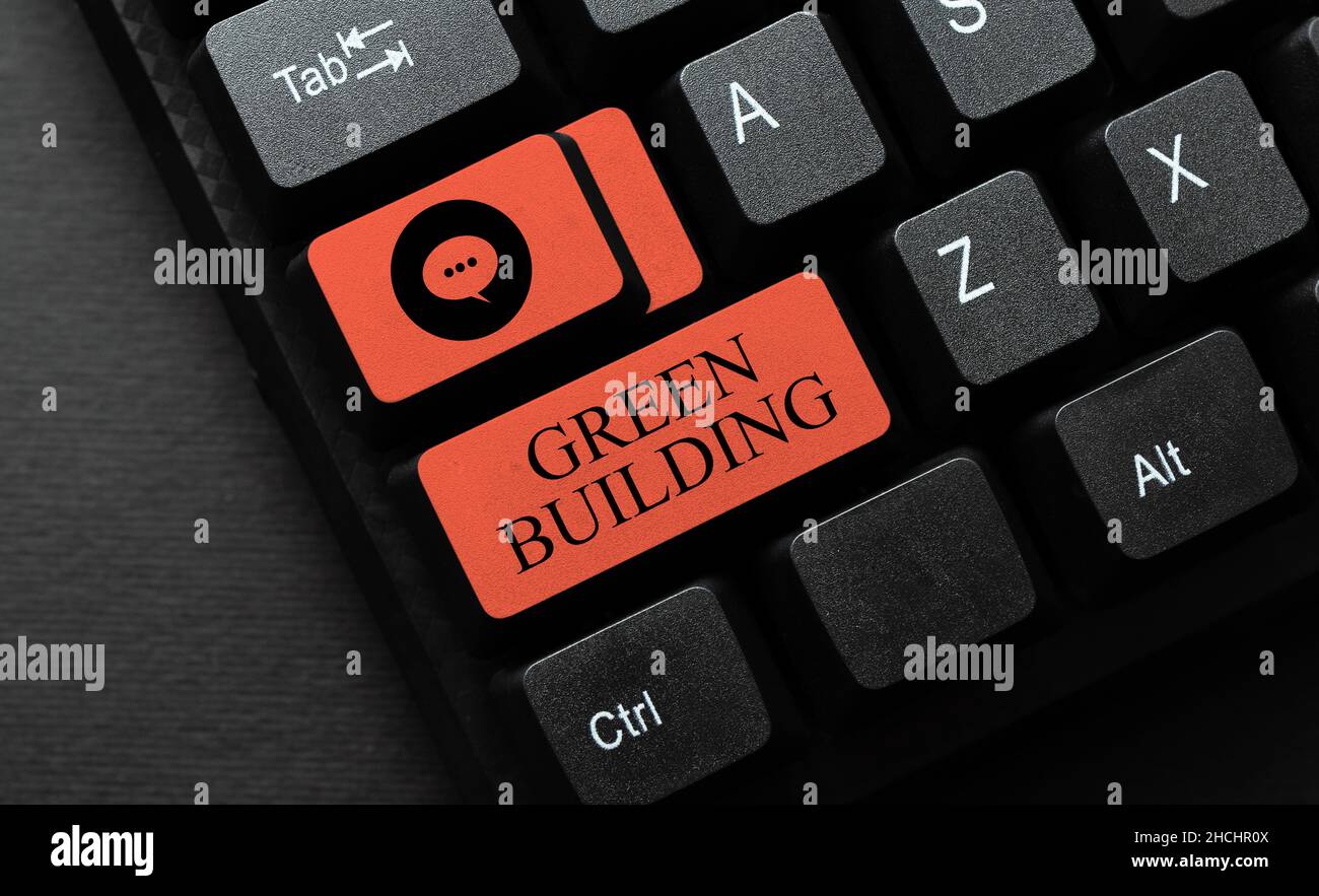 Text caption presenting Green Building. Word for A structure that is ...