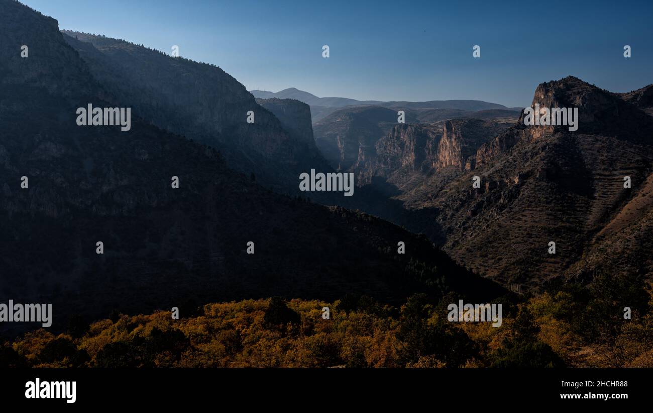 A canyon in the Goksu river valley. The Taurus (Toros) Mountains ...
