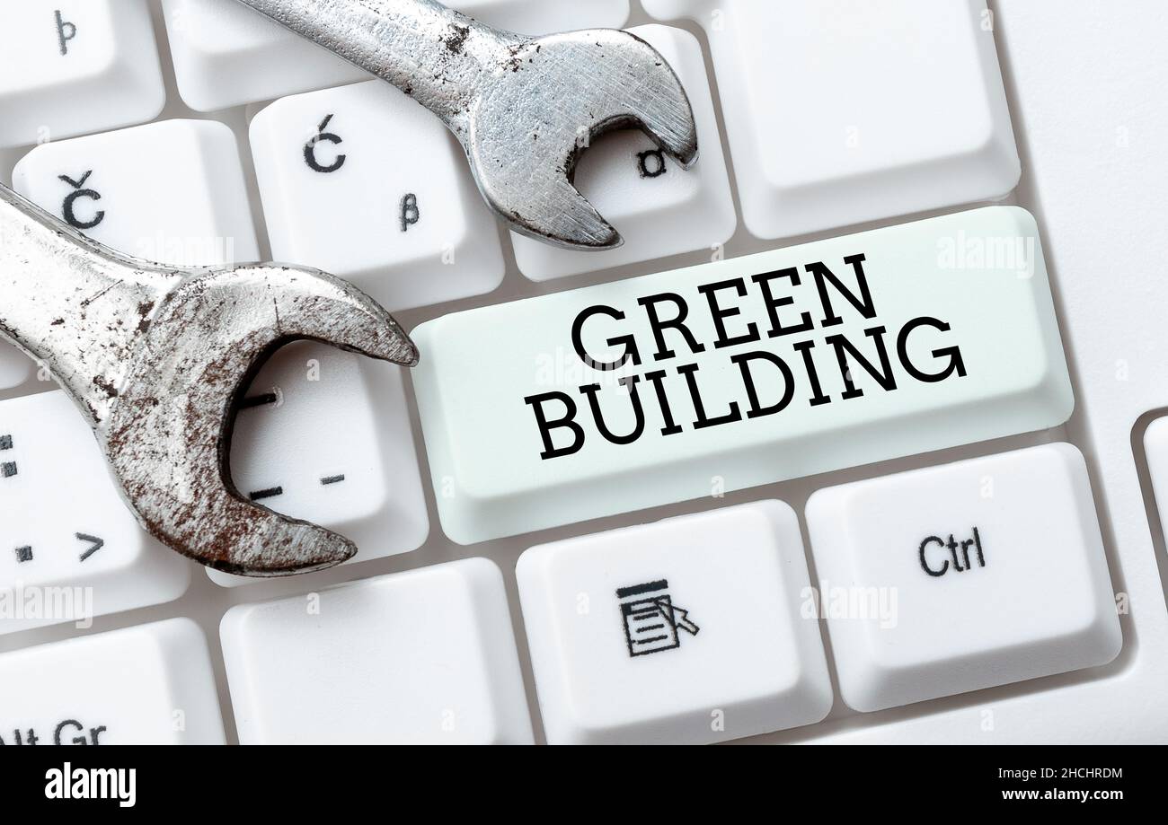 Handwriting text Green Building. Business idea A structure that is ...
