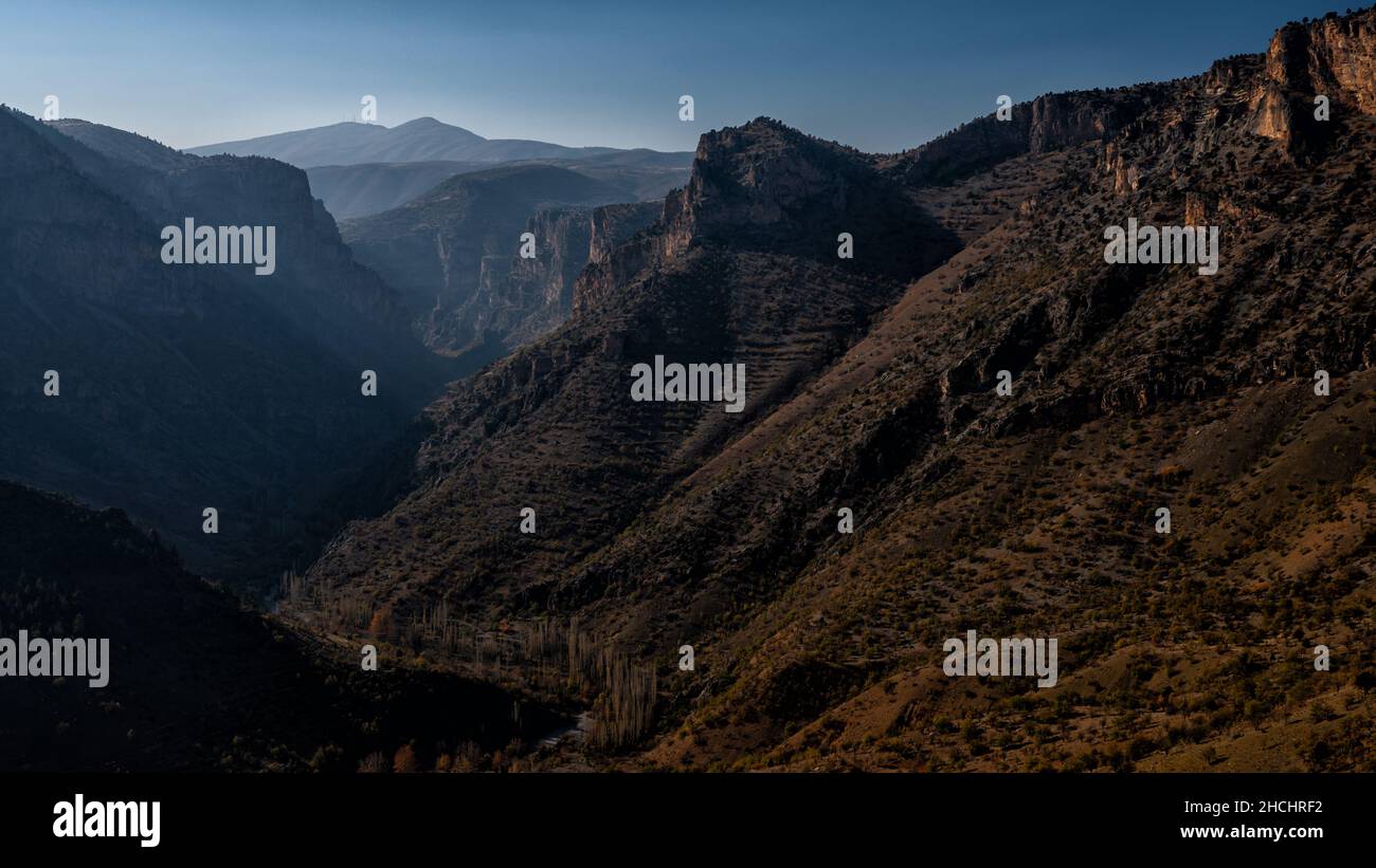 A canyon in the Goksu river valley. The Taurus (Toros) Mountains ...
