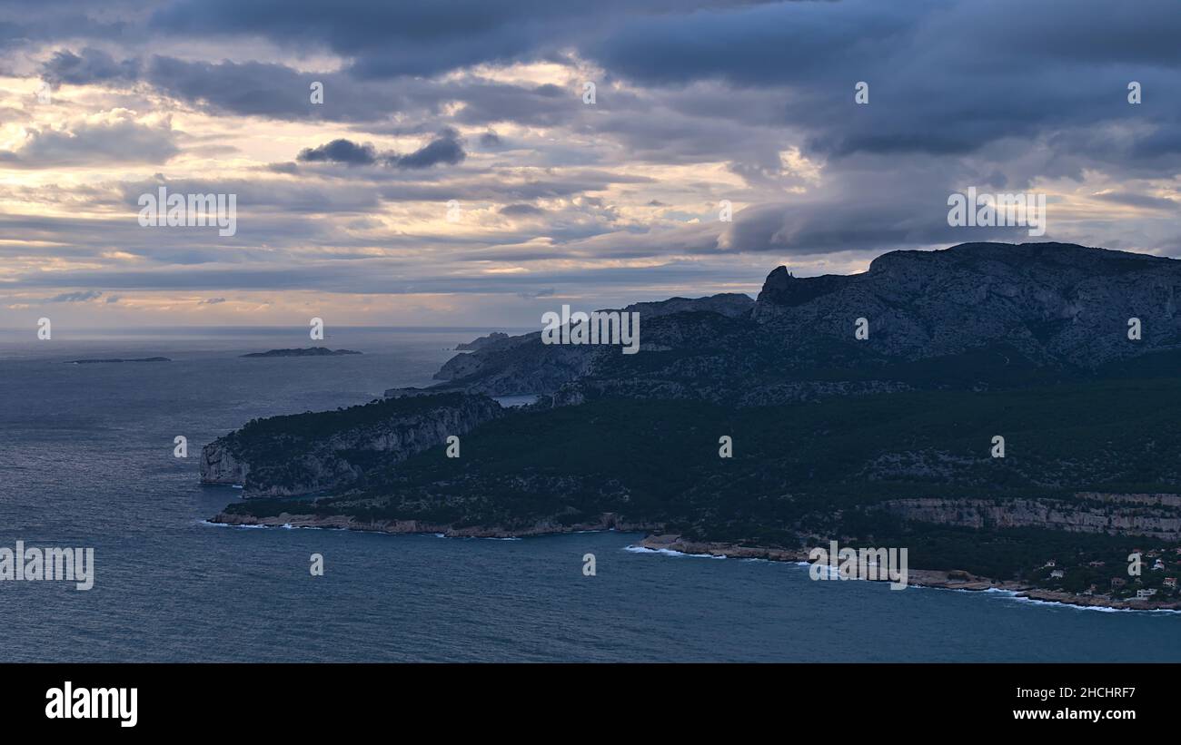 Panoramic view of the French Riviera near town Cassis at the coast of ...