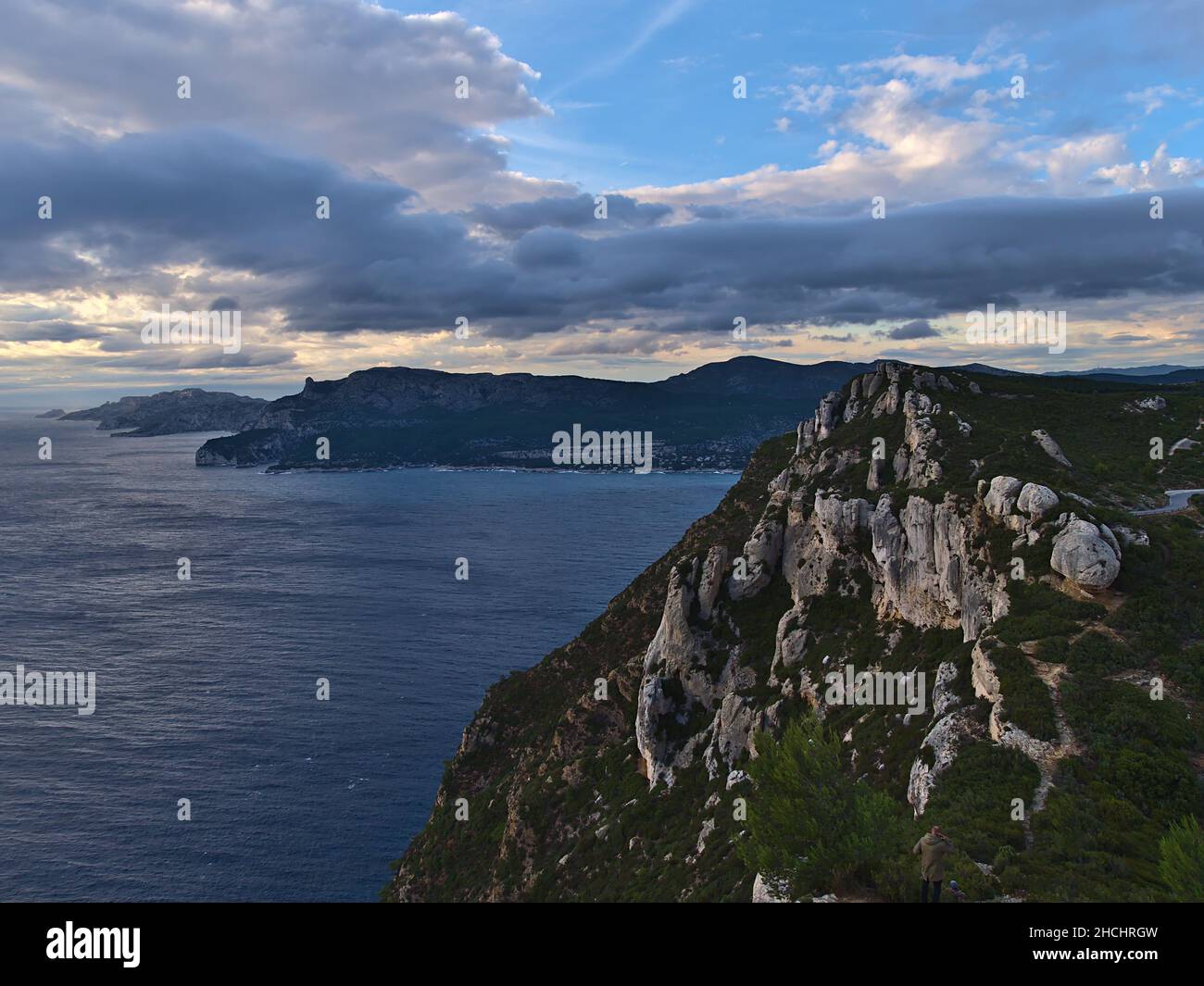 Beautiful view of the famous cliffs Falaises de Cassis, French Riviera ...