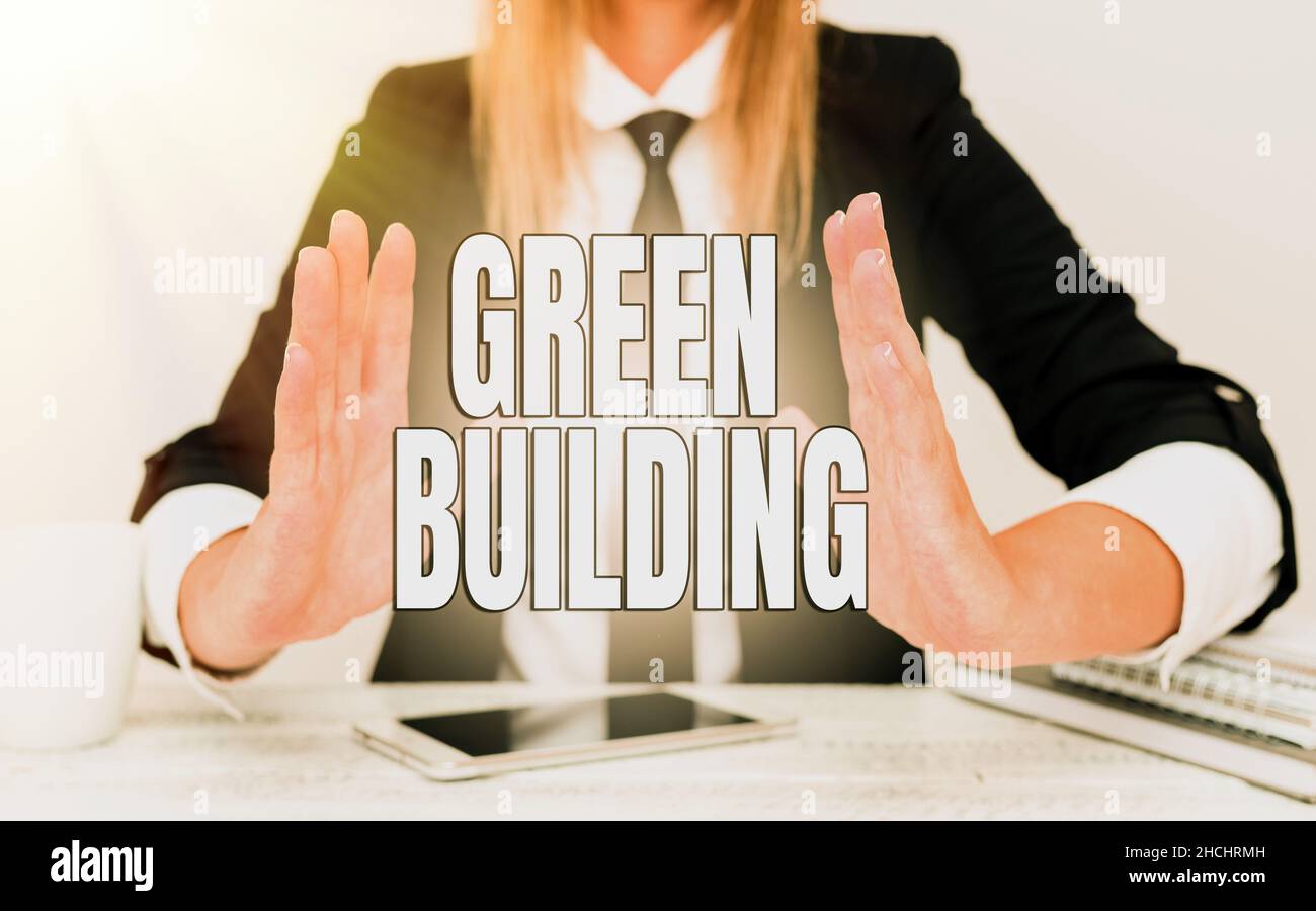 Text showing inspiration Green Building. Business overview A structure ...