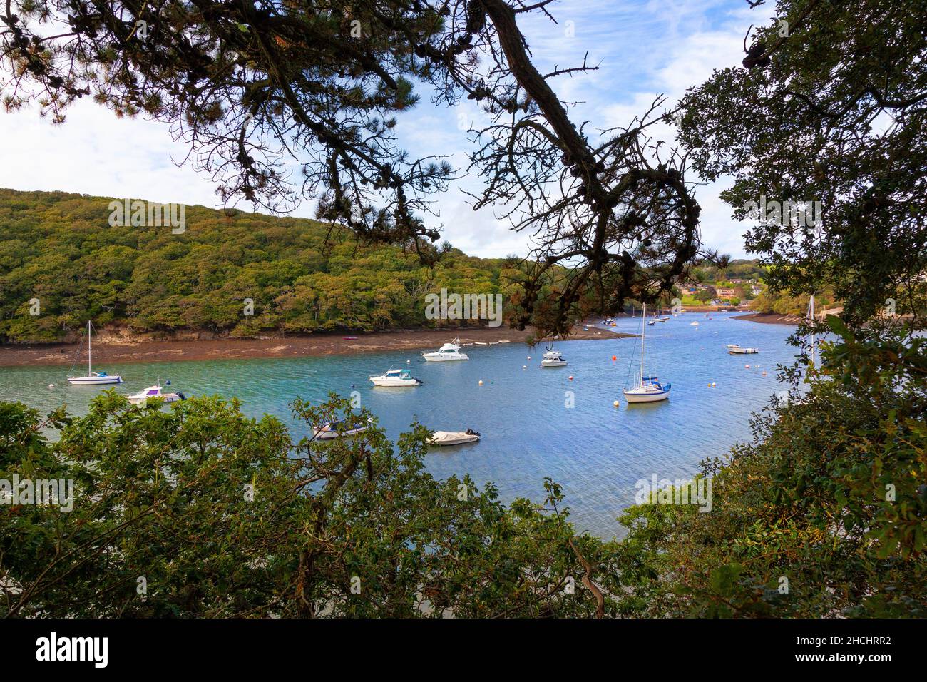The Helford River from Pedn Billy, Port Navas Creek Stock Photo - Alamy