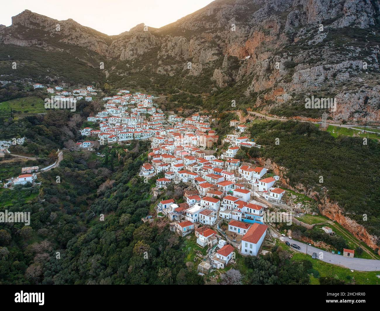 Panoramic view of the Historical Byzantine village Velanidia near cape ...