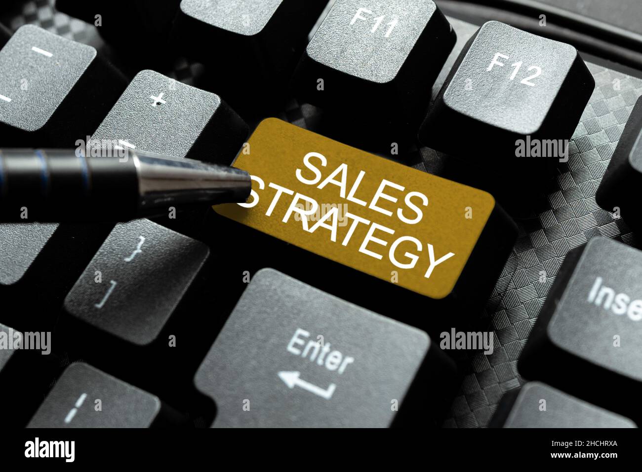 Sign displaying Sales Strategy. Business overview Plan for reaching and ...