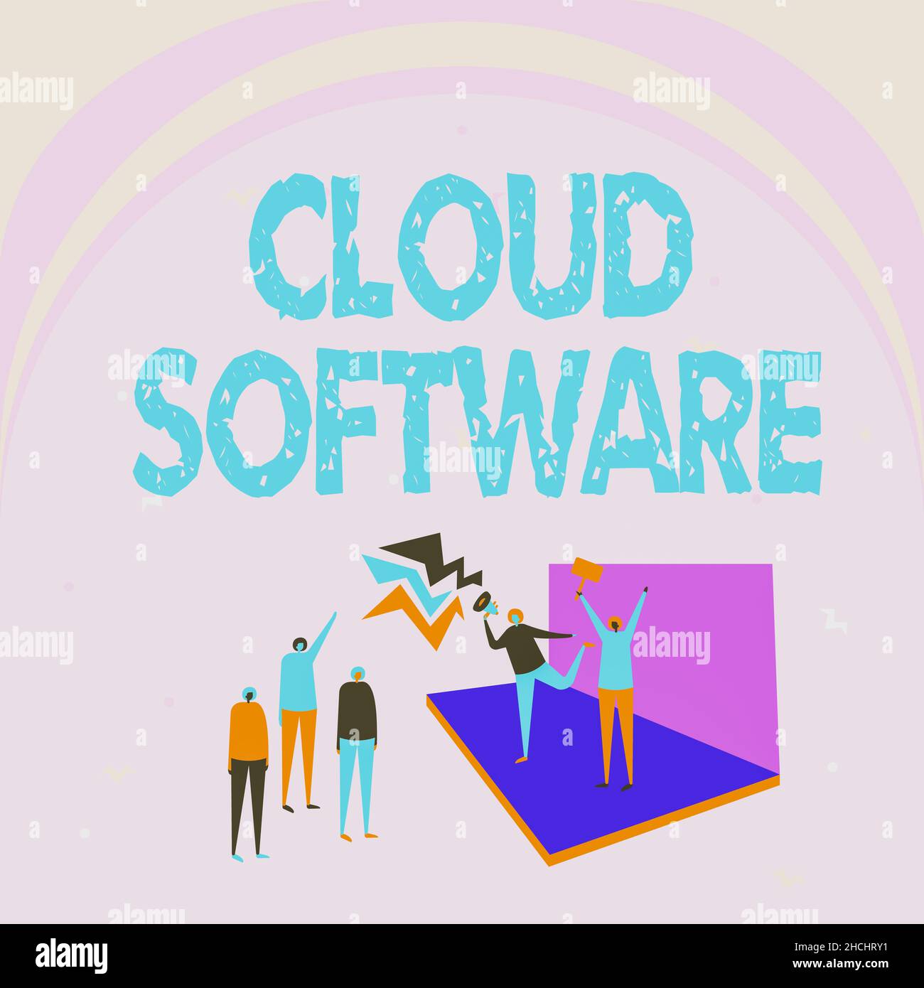 Conceptual display Cloud Software. Business idea Programs used in Storing Accessing data over ...