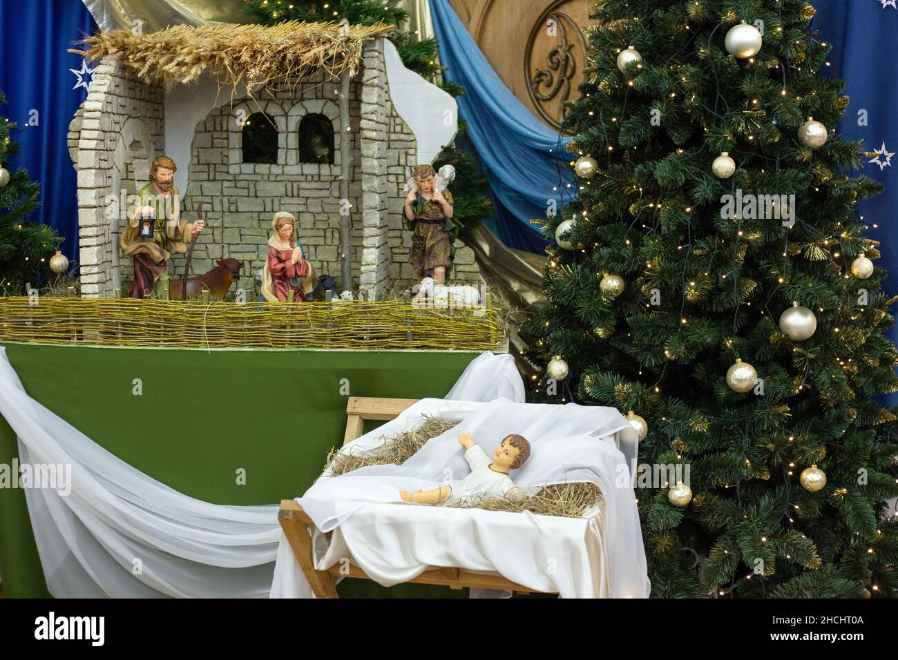Christmas composition in the Church of the Holy Trinity, St. Roch Stock ...