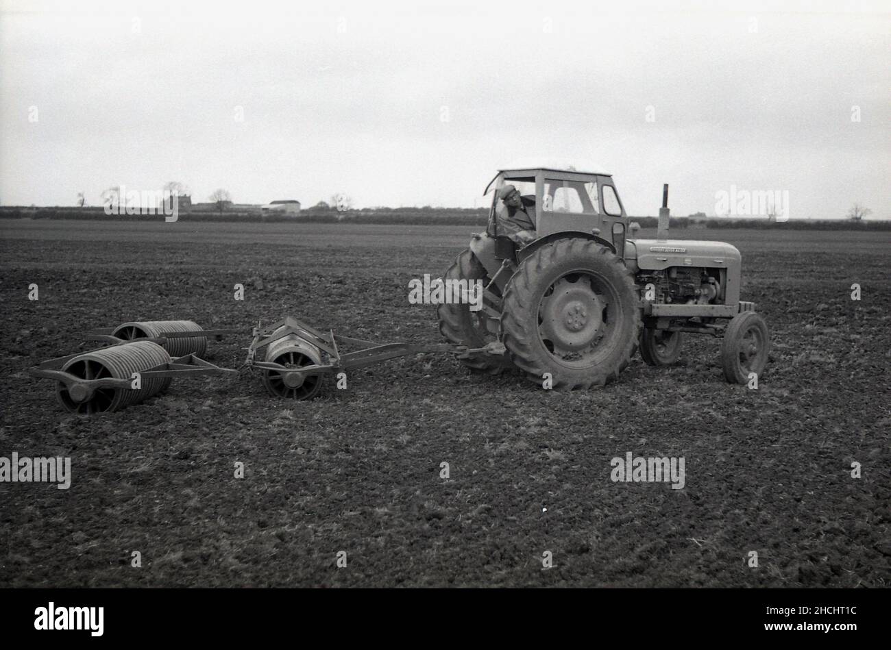 1960s, historical, a farmer on his tractor, a Ferguson 'Super Major ...