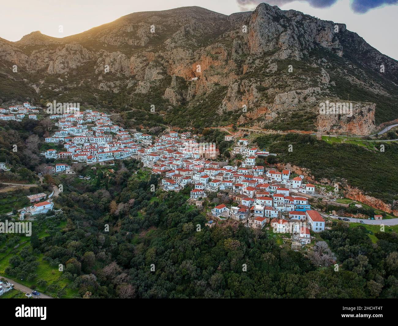 Panoramic view of the Historical Byzantine village Velanidia near cape ...