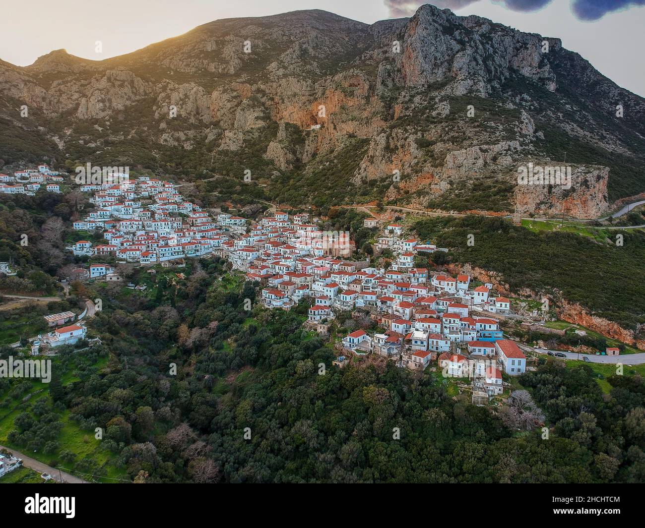 Panoramic view of the Historical Byzantine village Velanidia near cape ...