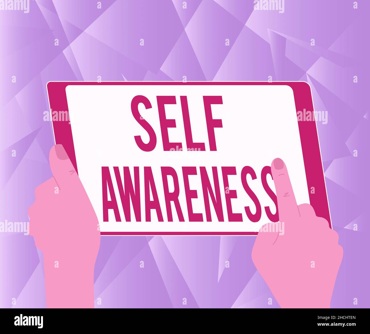 Hand writing sign Self Awareness. Word Written on Consciousness of a ...