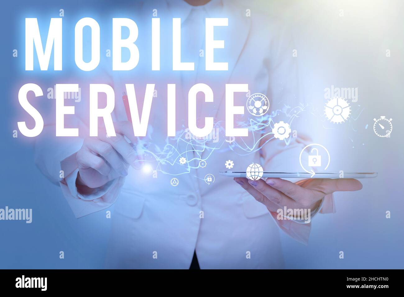 Hand writing sign Mobile Service. Business overview Radio communication ...