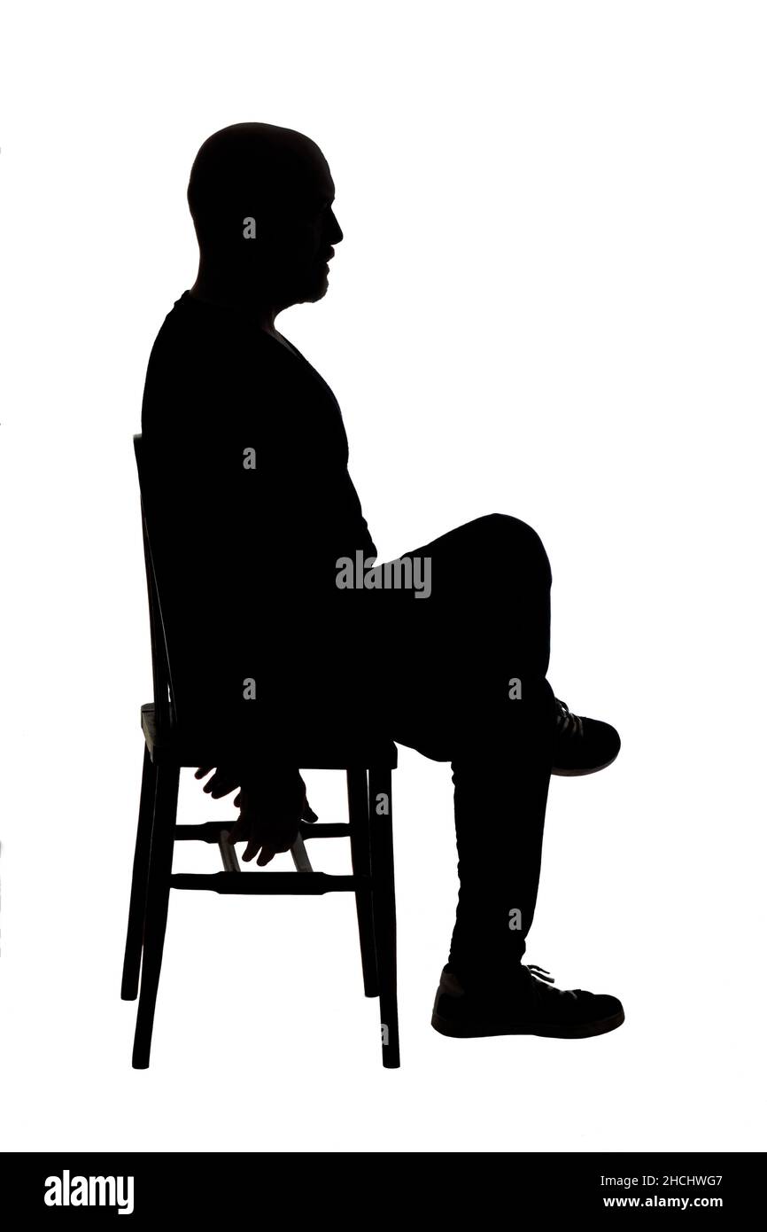Man Silhouette Sitting Side