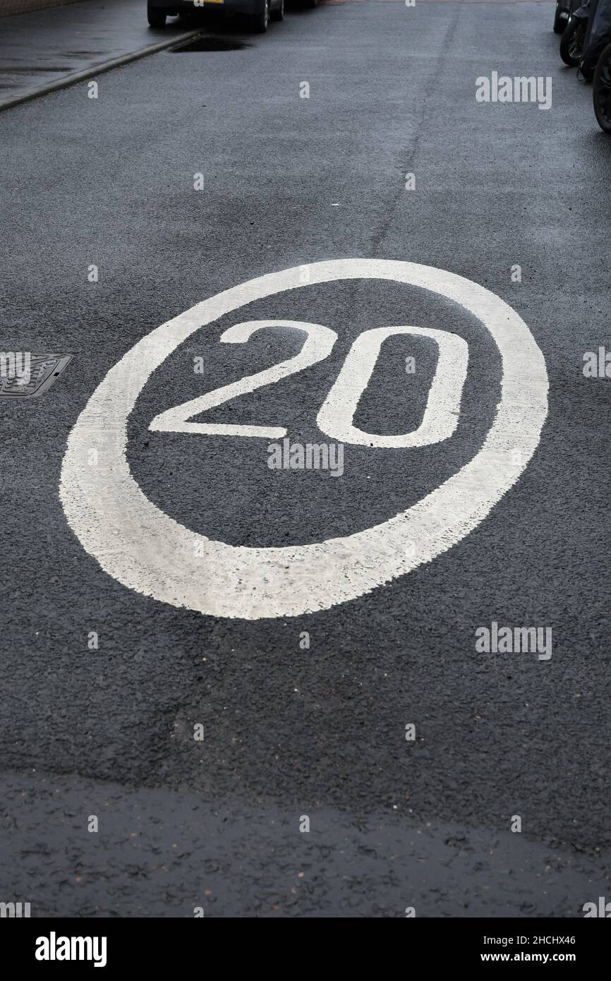 20 miles per hour limit sign on road hi-res stock photography and ...