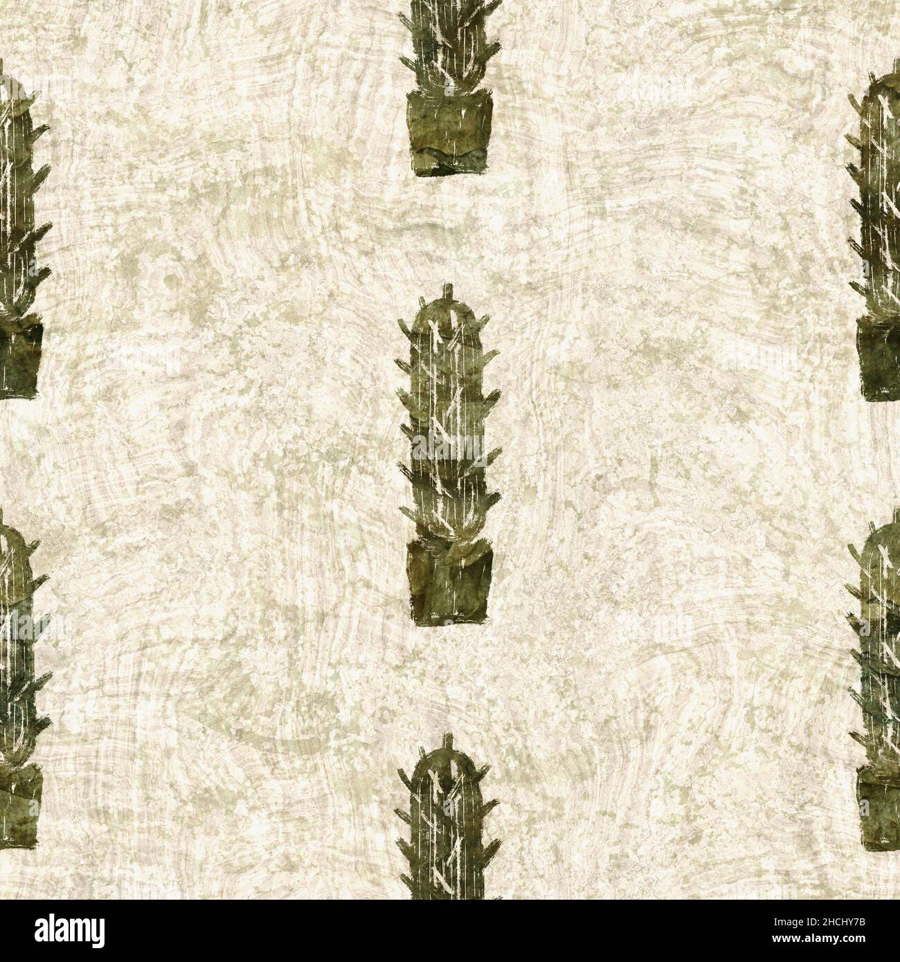 Desert plant on sand texture seamless raster pattern. Organic succulent ...