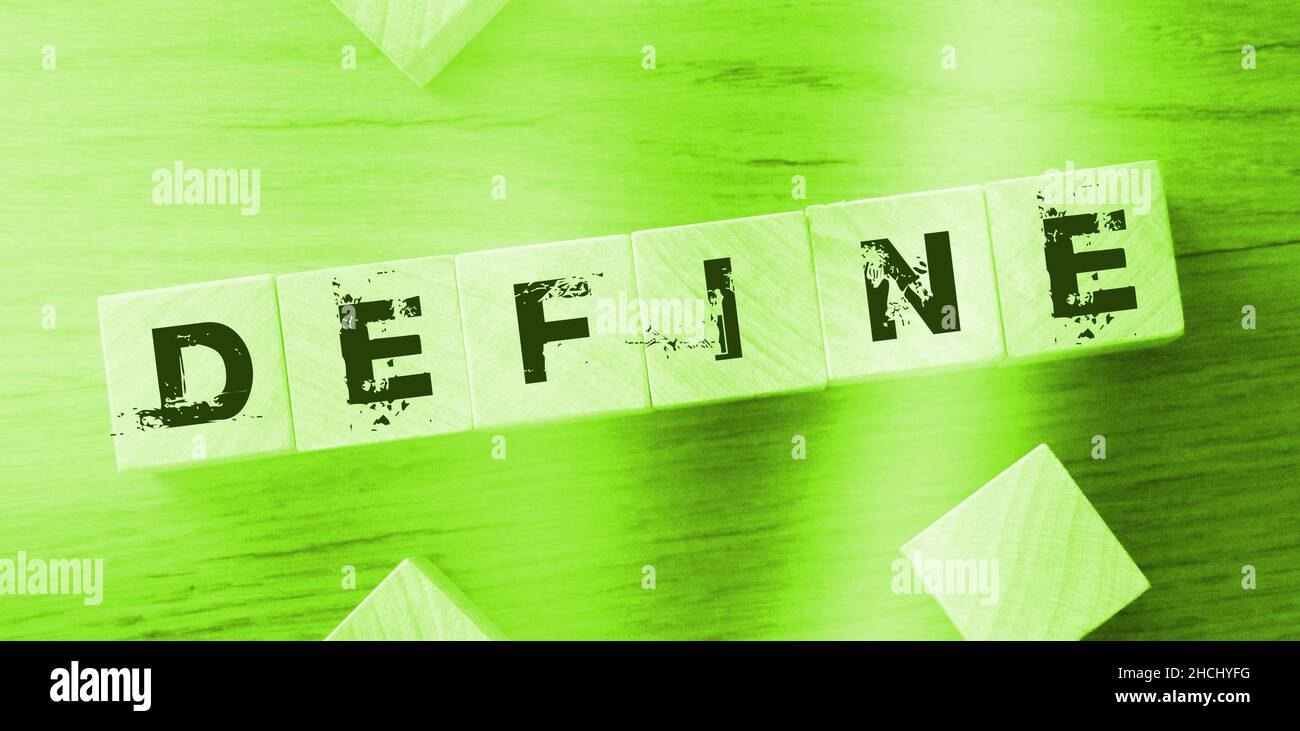 Define Word Written In Wooden Cube. Education concept Stock Photo - Alamy