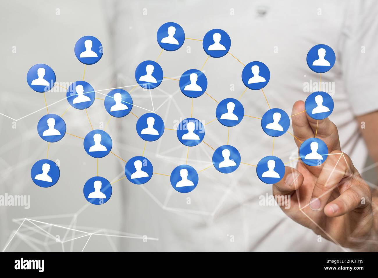 Closeup shot of a hand showing digital network connection icons Stock ...