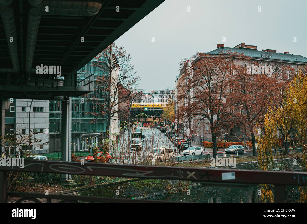 Train between buildings at German Museum of Technology in Berlin Stock ...
