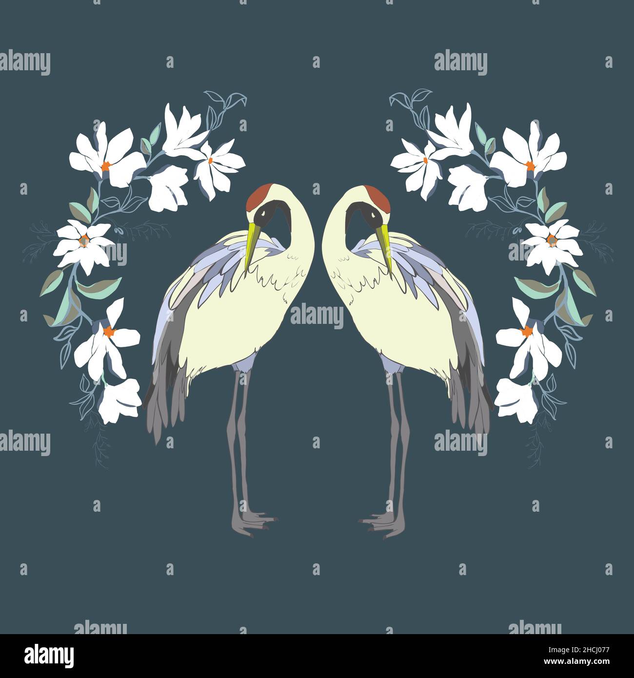 Crane, illustration, bird in flight Design element Vector Stock Vector ...