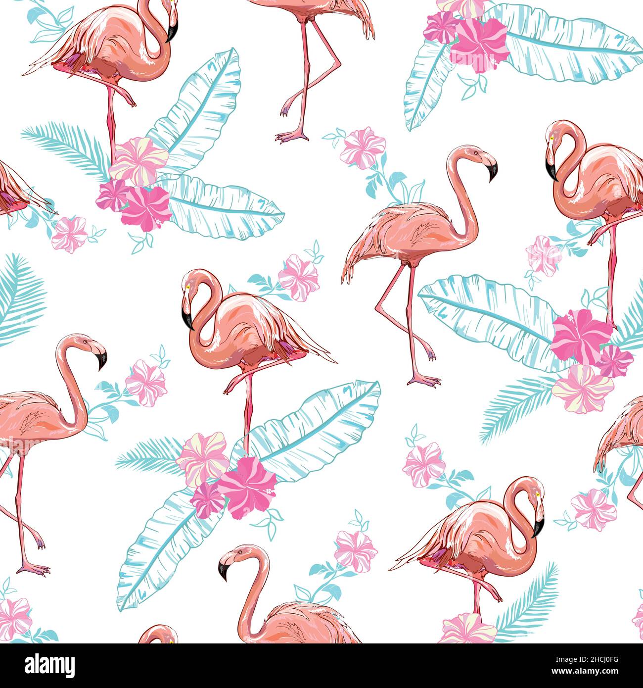 seamless flamingo pattern vector, illustration, bird, design, summer ...
