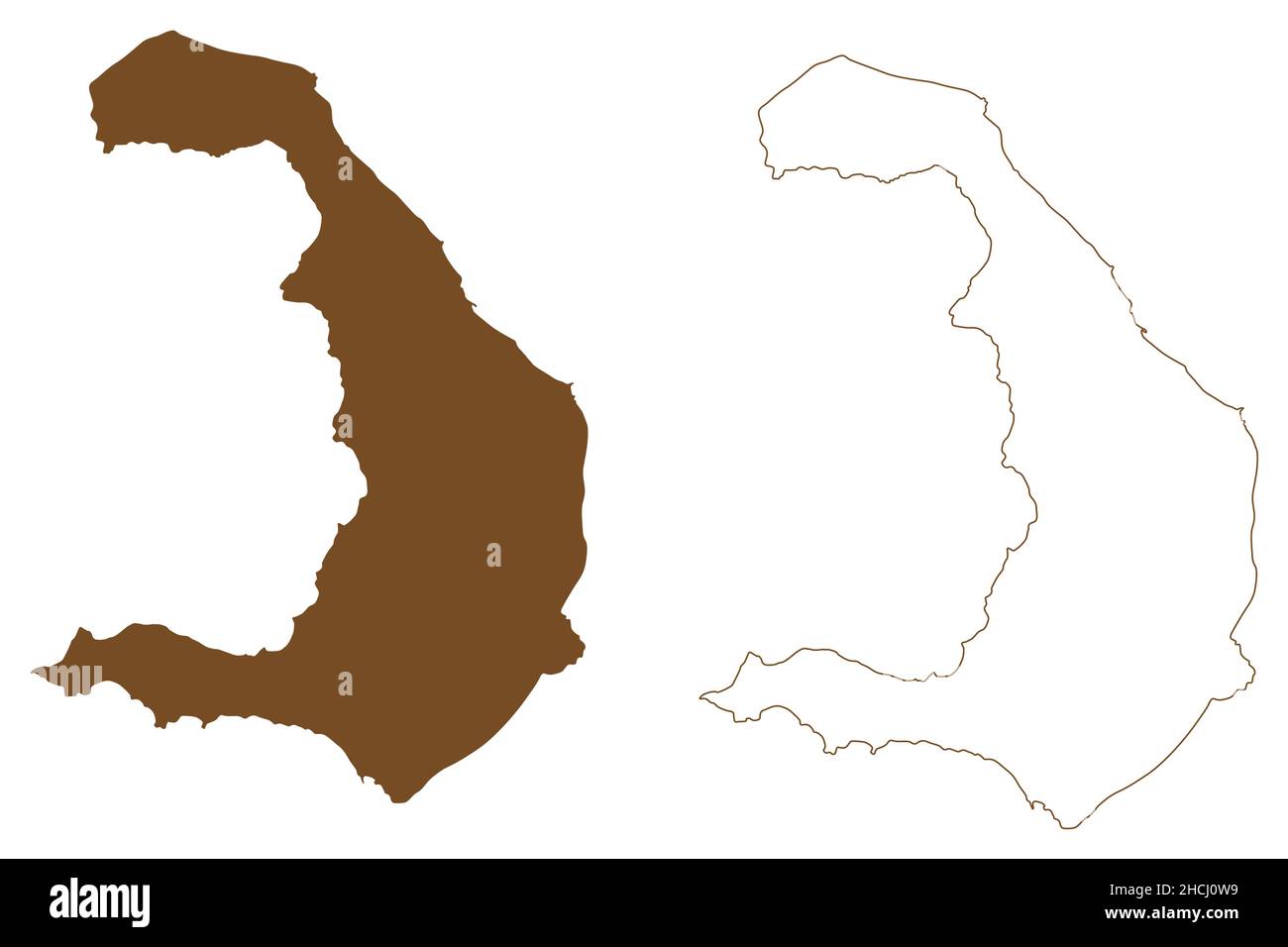 Santorini island (Hellenic Republic, Greece, Aegean Sea) map vector illustration, scribble ...