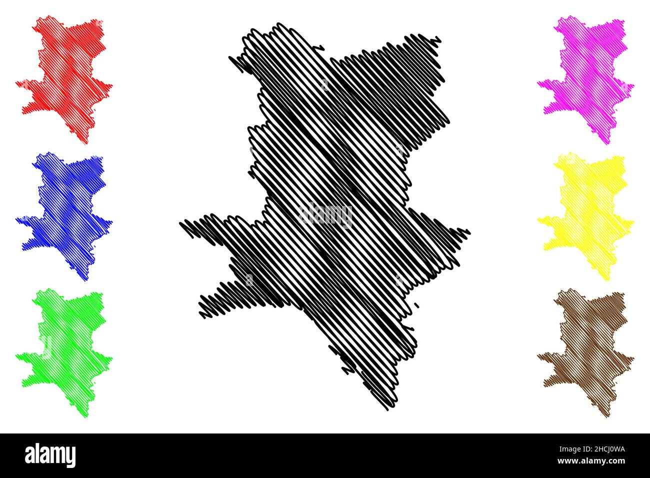 Reasi district (Jammu and Kashmir union territory, Republic of India) map vector illustration ...