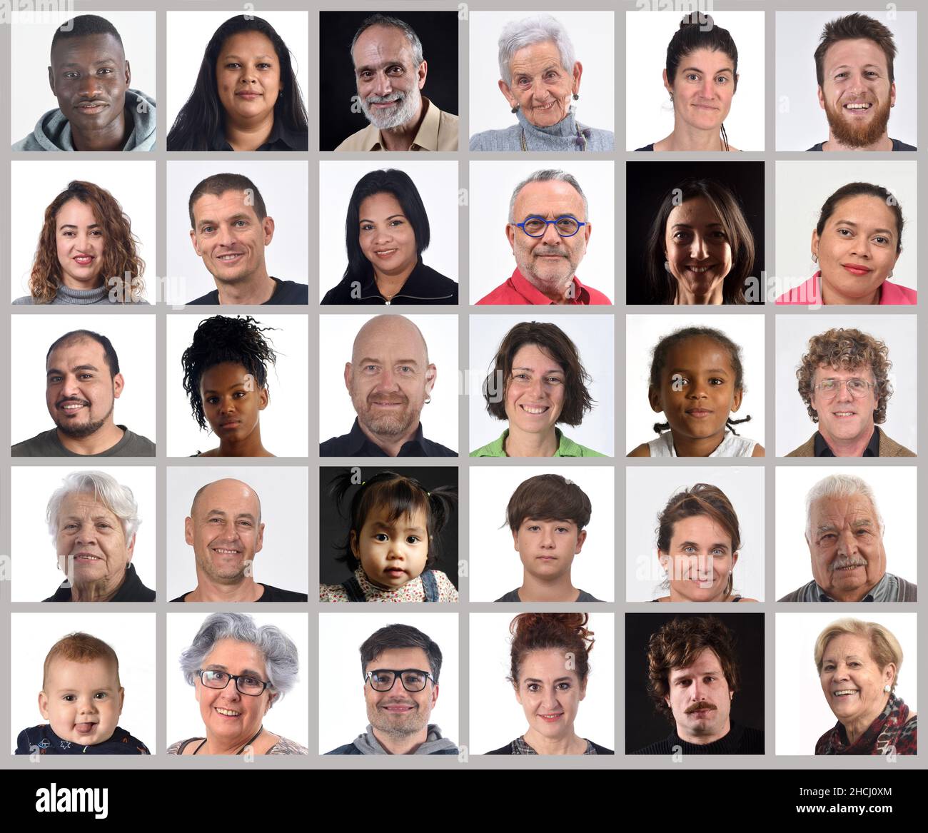 mosaic of real people of all ages Stock Photo - Alamy