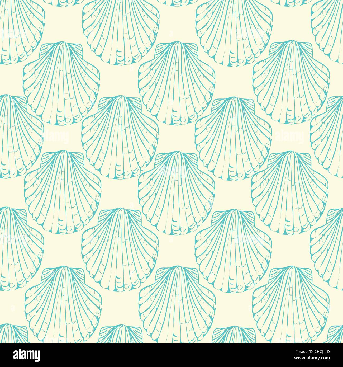 Hand drawn vector illustrations - seamless pattern of seashells. Marine ...