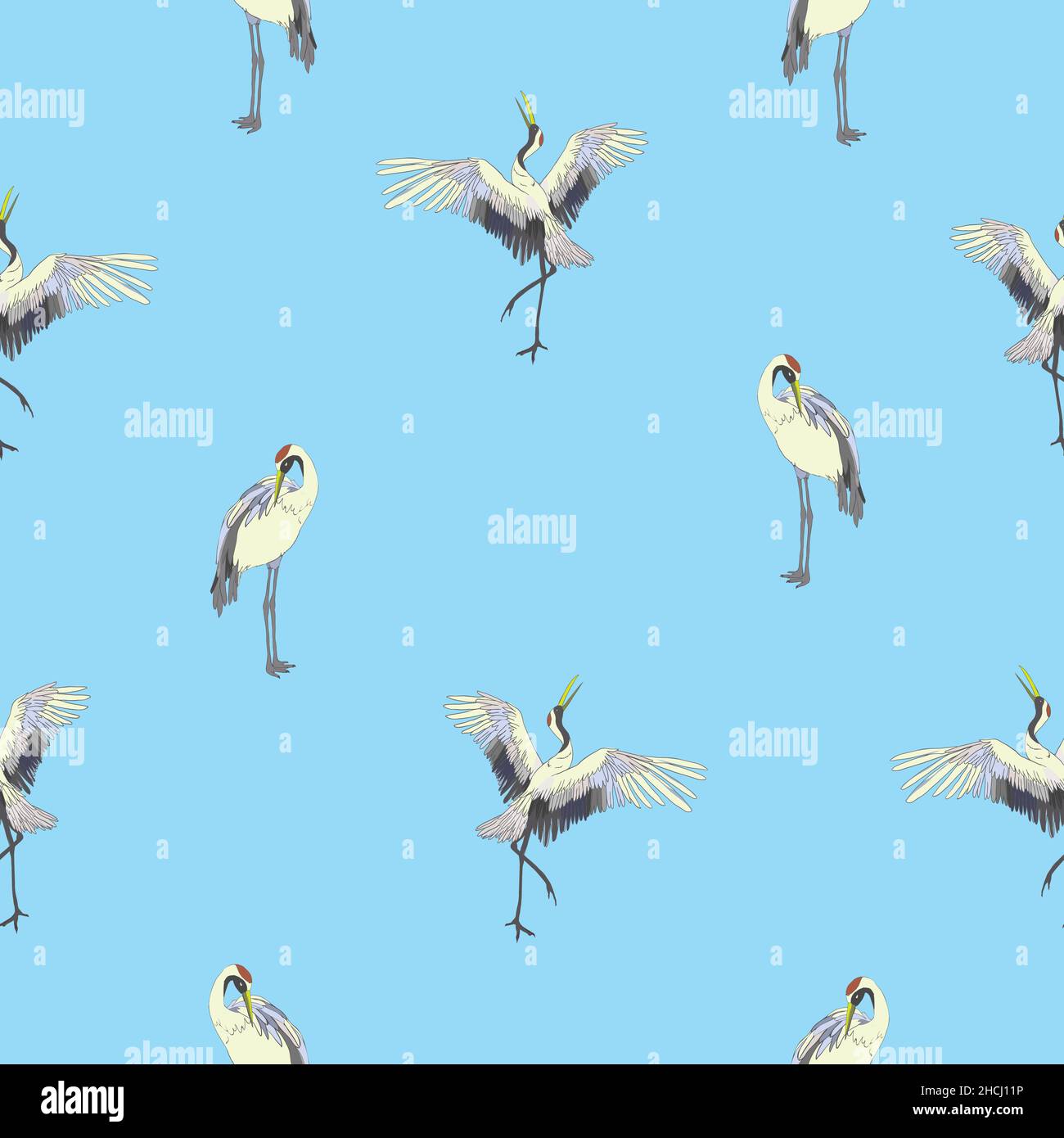 crane, pattern, vector illustration flying bird flower Stock Vector ...