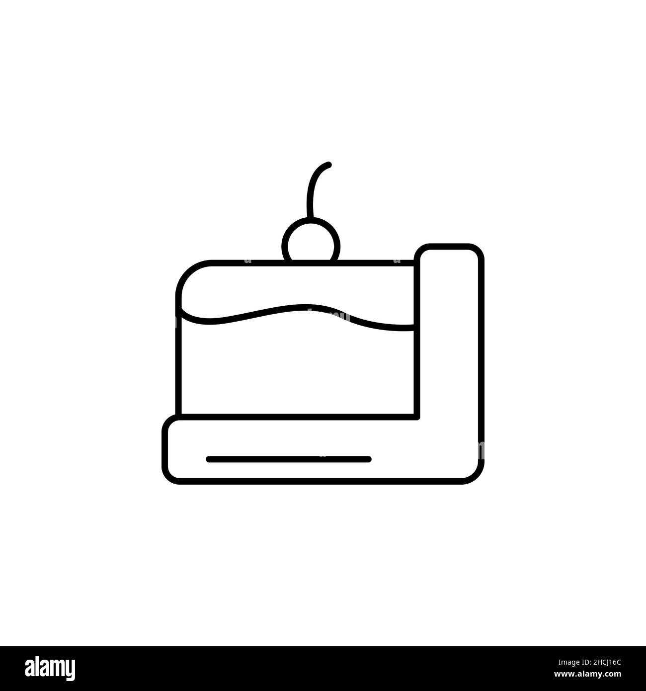 Black line Cake icon isolated on white background. Happy Birthday ...