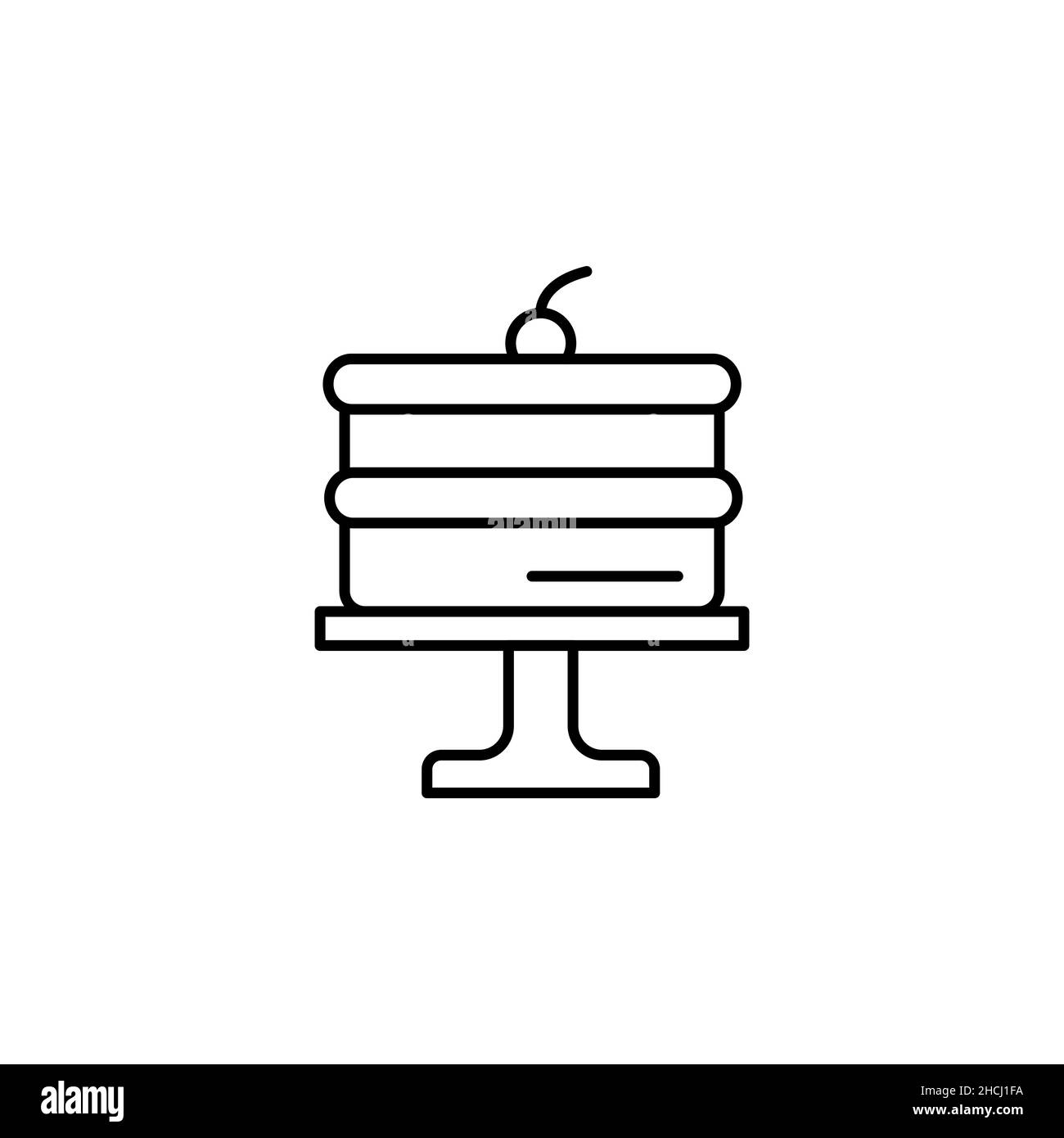 Black line Cake icon isolated on white background. Happy Birthday ...