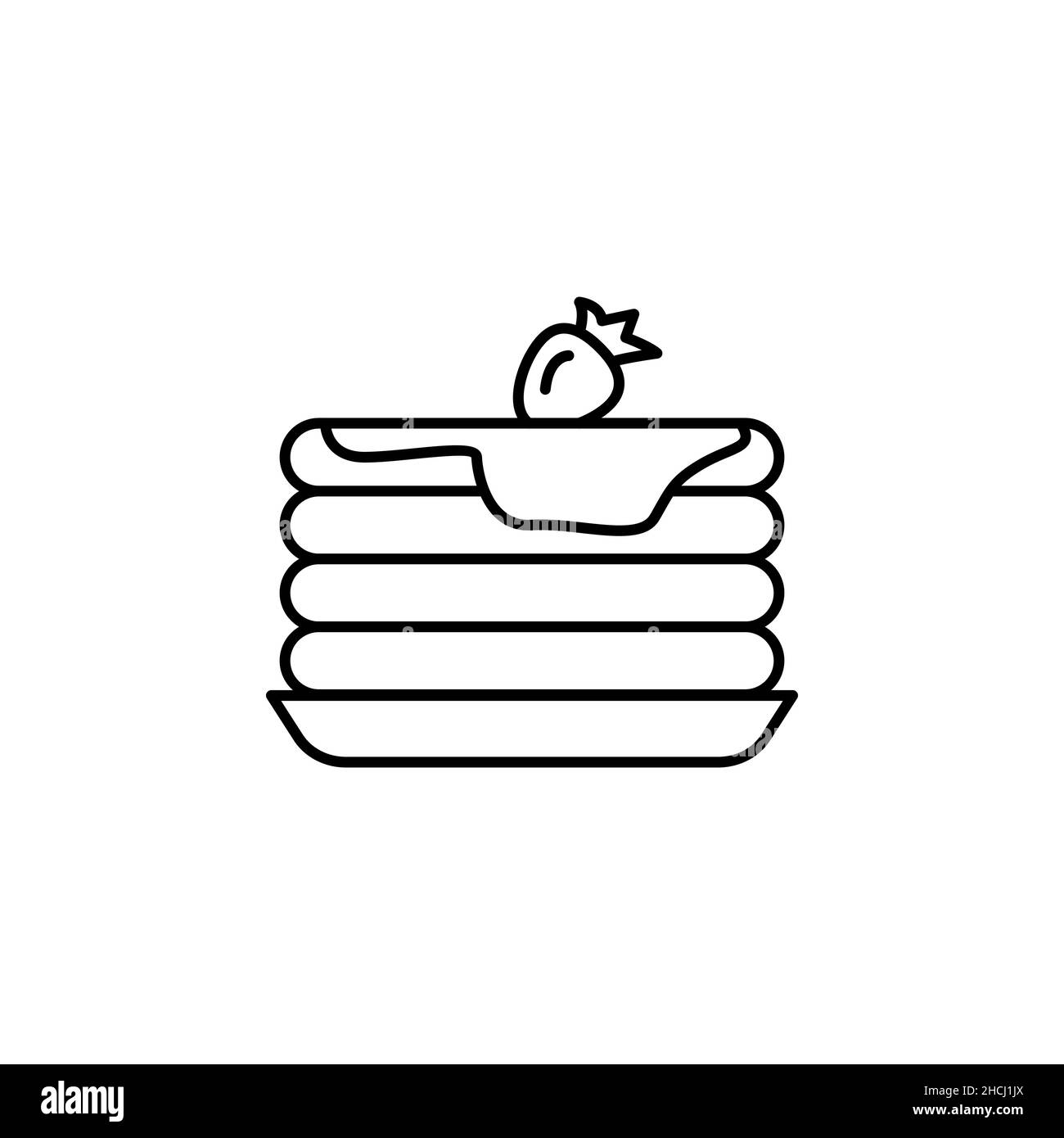 Black line Cake icon isolated on white background. Happy Birthday ...