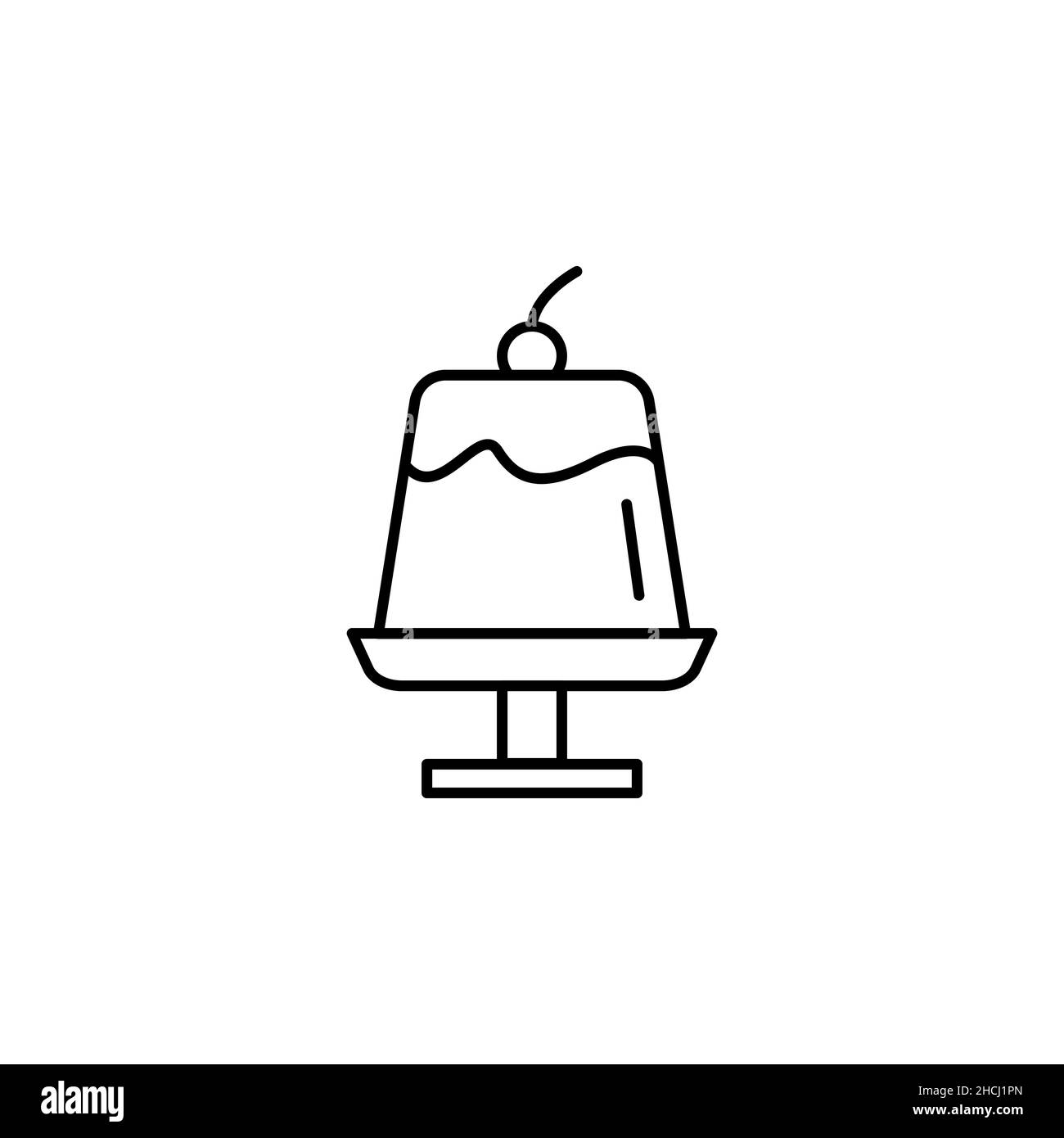 Black line Cake icon isolated on white background. Happy Birthday ...