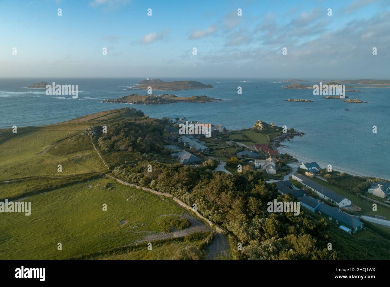 Aerial View of the Scilly Isles above Tresco Stock Photo - Alamy