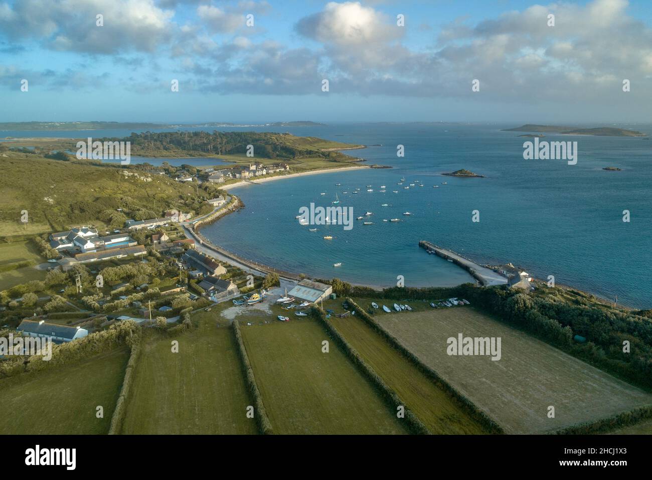 Aerial View of the Scilly Isles above Tresco Stock Photo - Alamy
