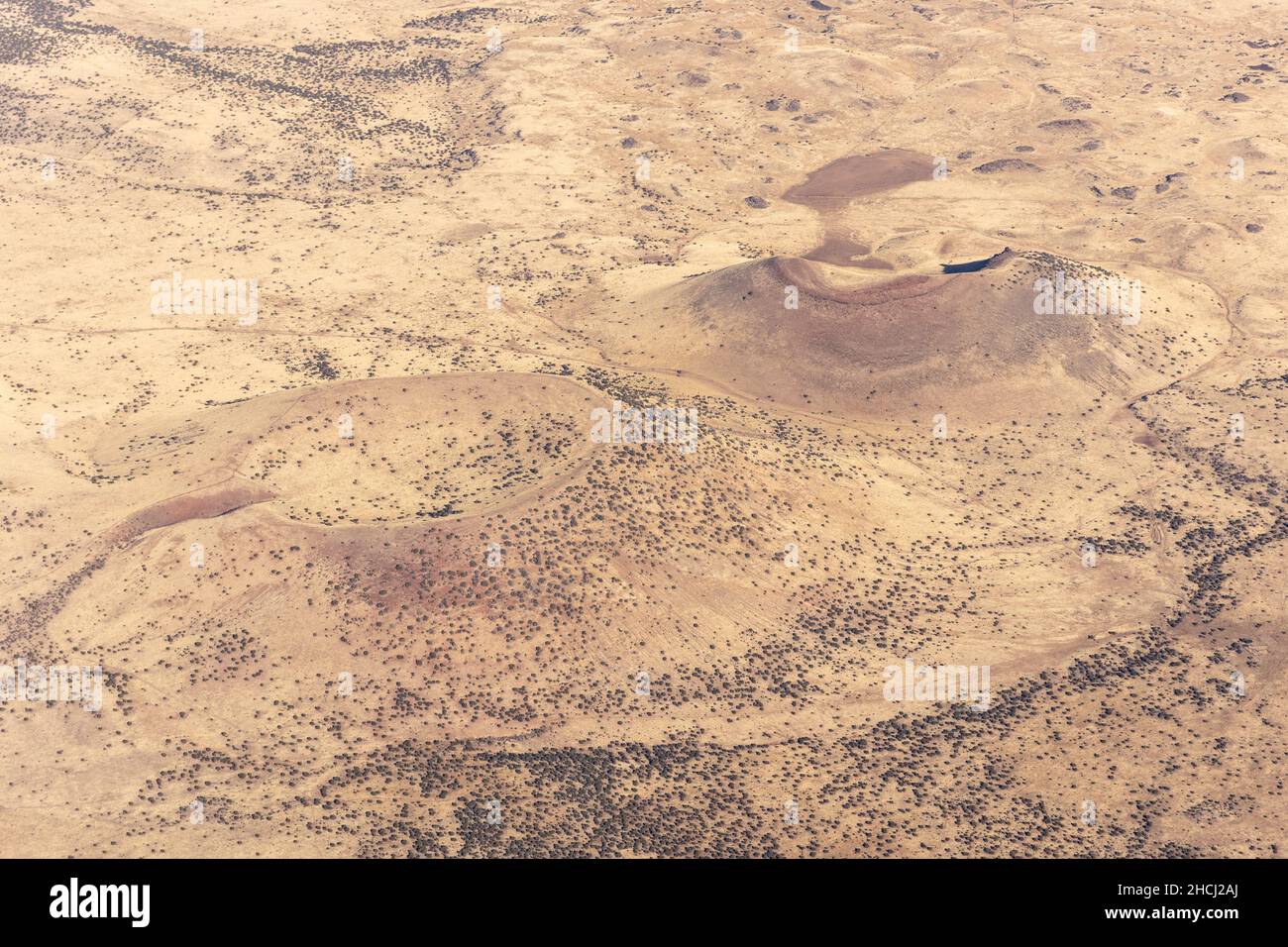 Aerial view of ancient extinct volcanoes in New Mexico desert Stock ...