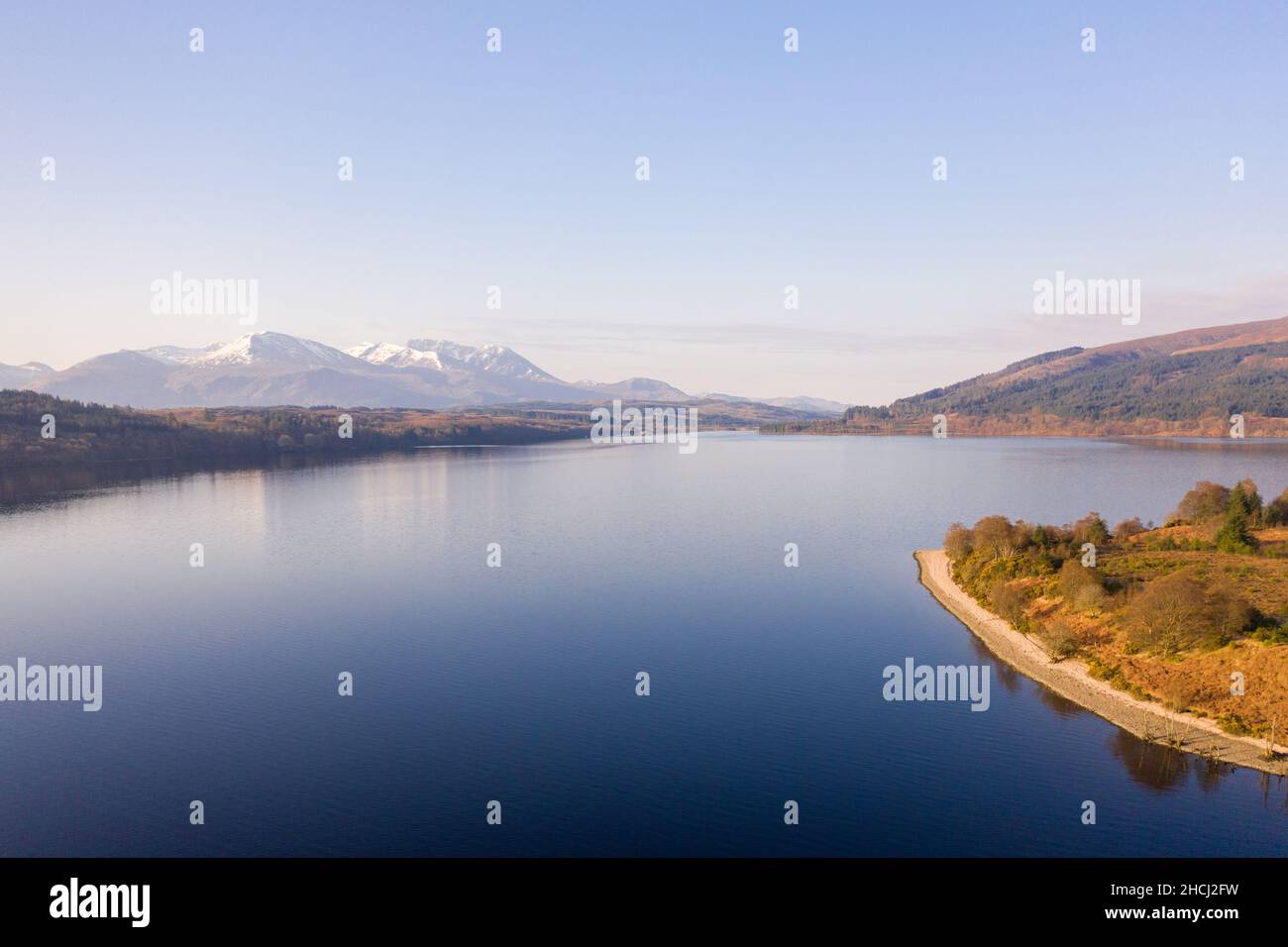 Aerial Views of a Loch in Scotland in the Autumn Stock Photo - Alamy