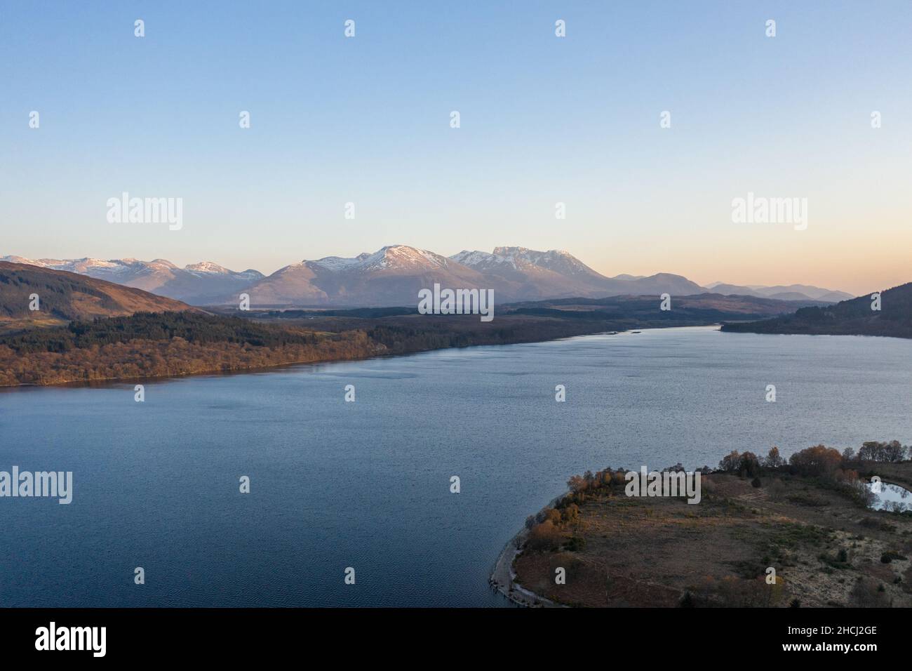 Aerial Views of a Loch in Scotland in the Autumn Stock Photo - Alamy