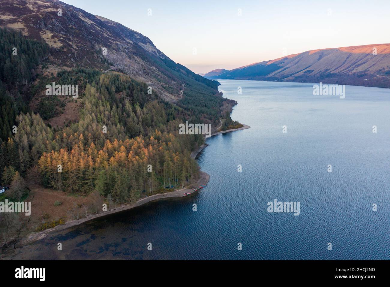 Scottish Landscape Aerial View of Loch and Mountains Stock Photo - Alamy