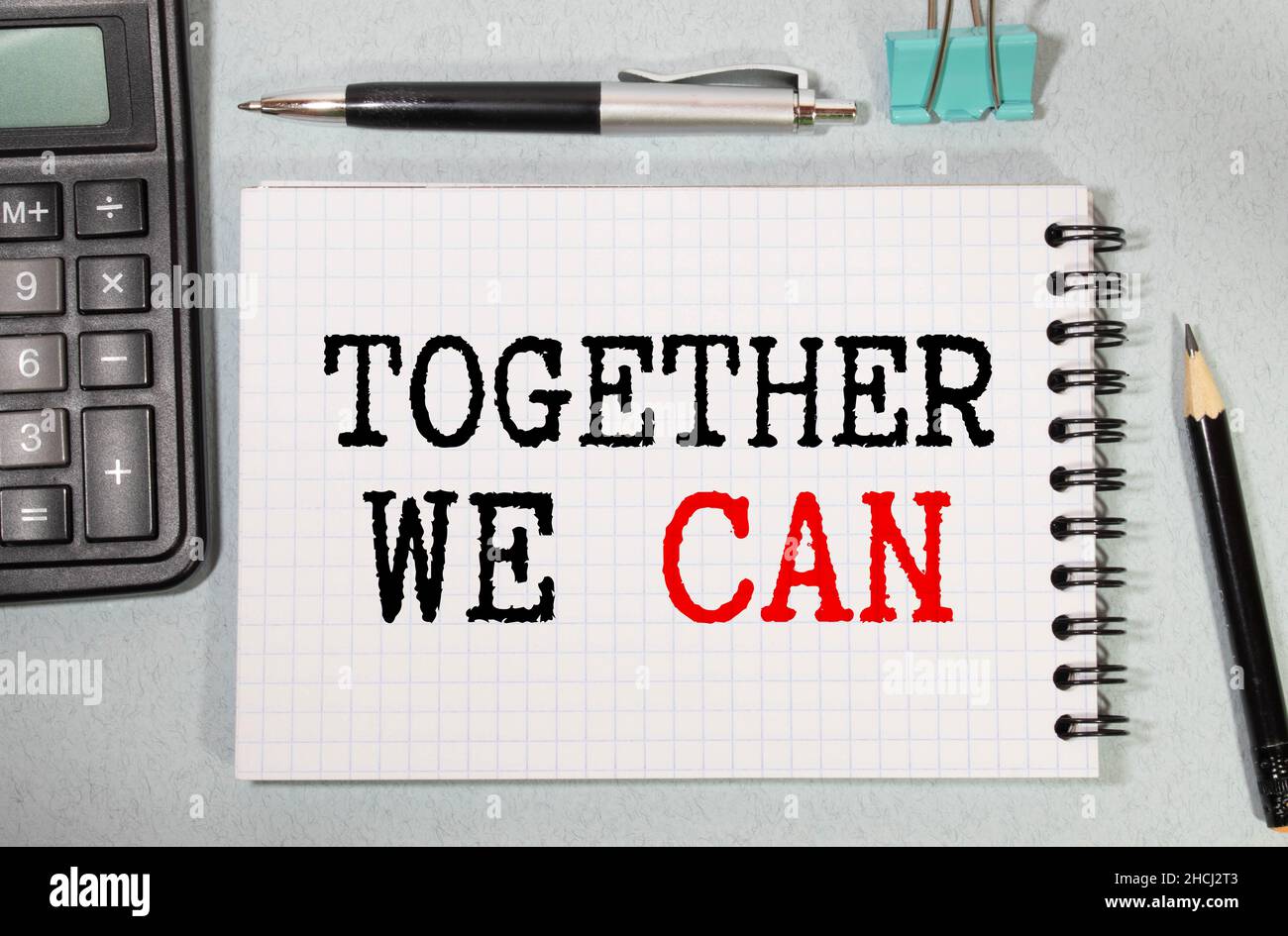 Text together we can on a white background. Multicolored stickers ...