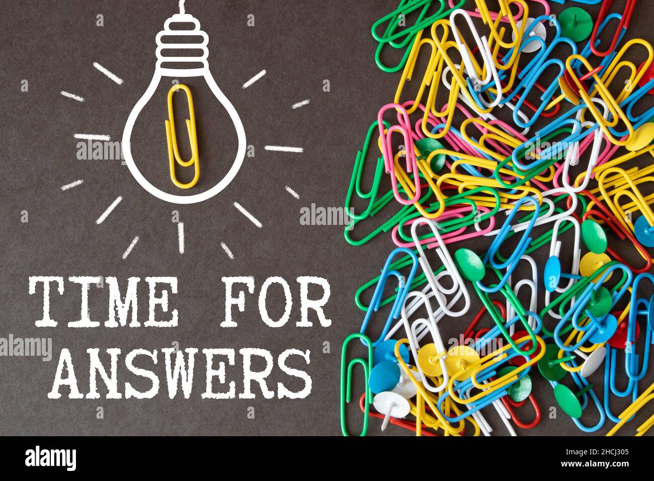 On a yellow background, an envelope and a card with the text TIME FOR ...