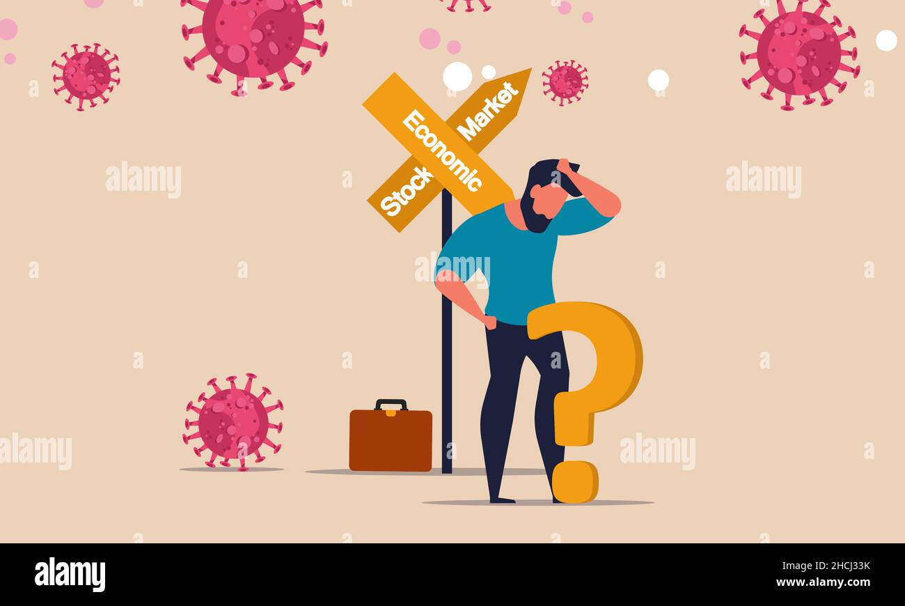 The collapse of the economy after the coronavirus. Man confused and ...