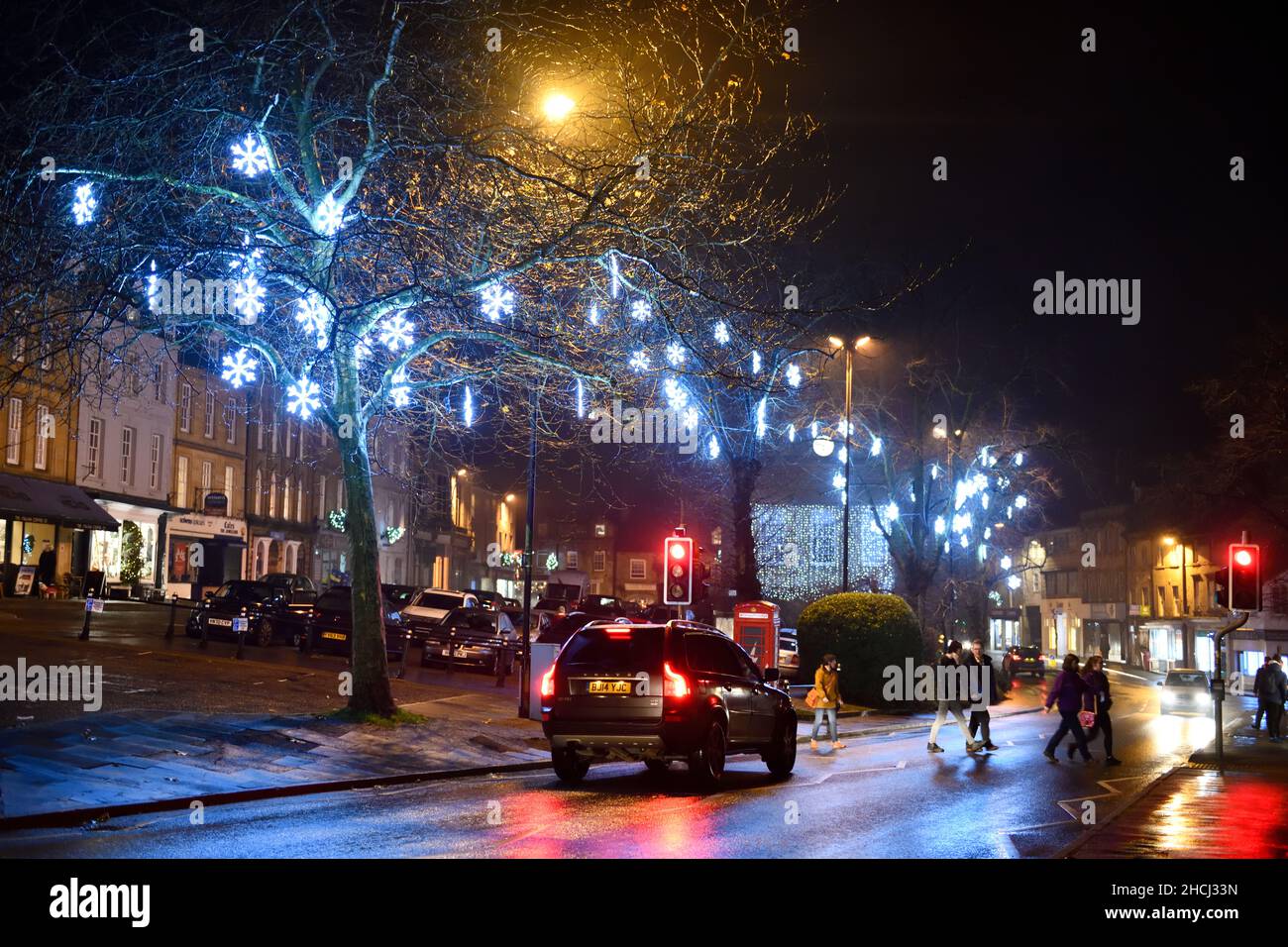 Christmas lights at the Town of Chipping Norton Oxfordshire 2021 Stock ...