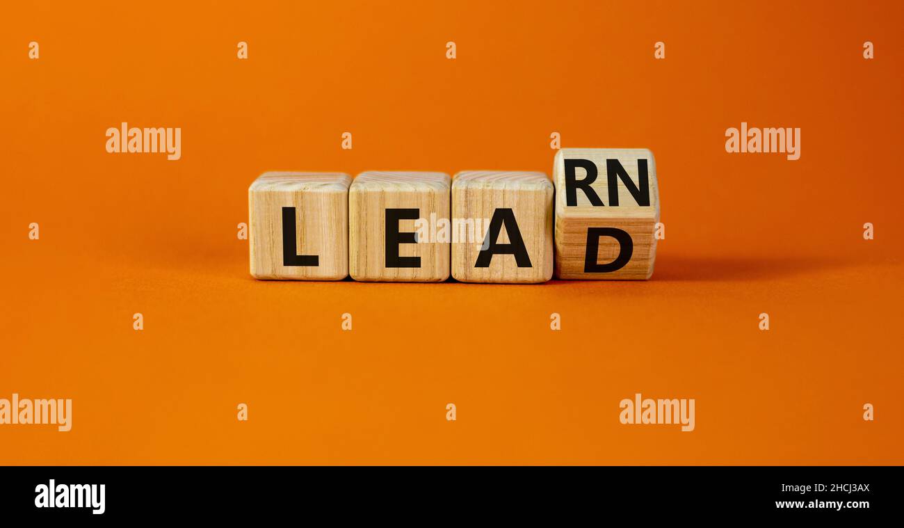 Learn and lead symbol. Turned a wooden cube and changed the word learn ...